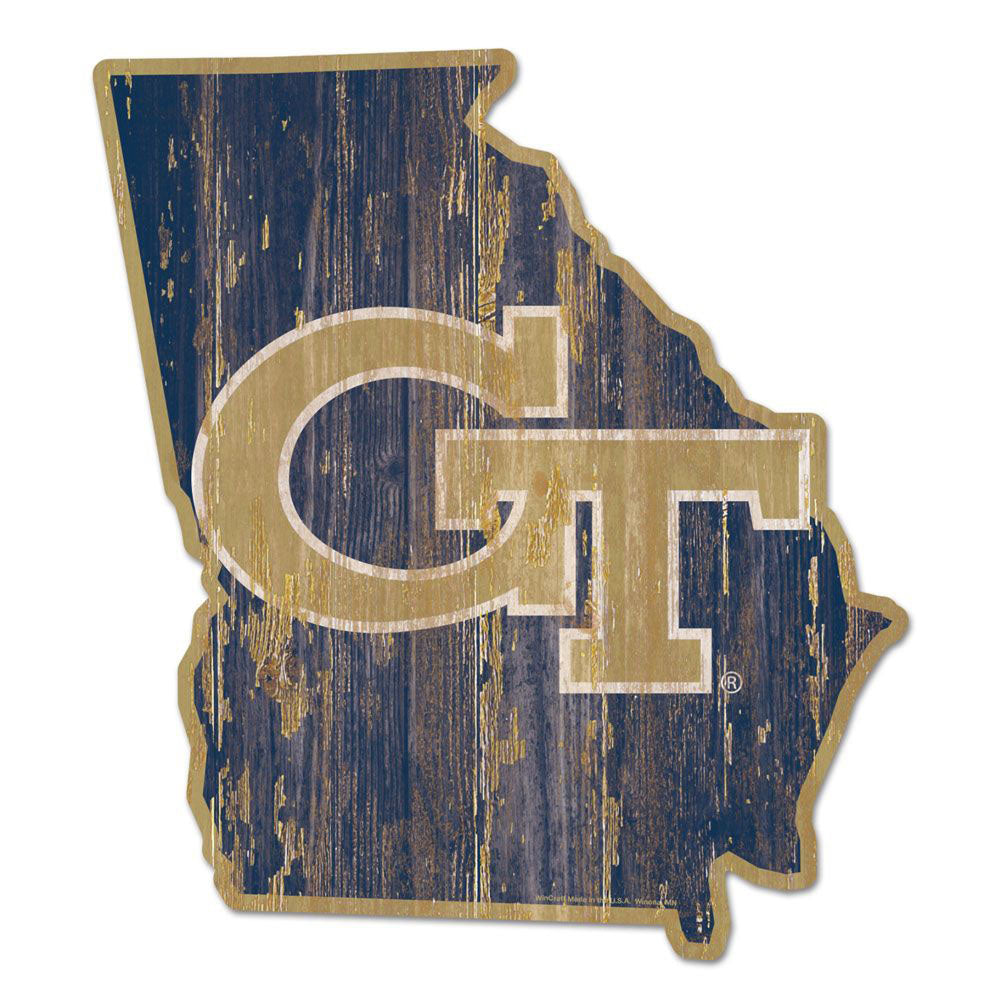 Georgia Tech 11" x 17" State Shape Wood Sign | Georgia Tech Official ...